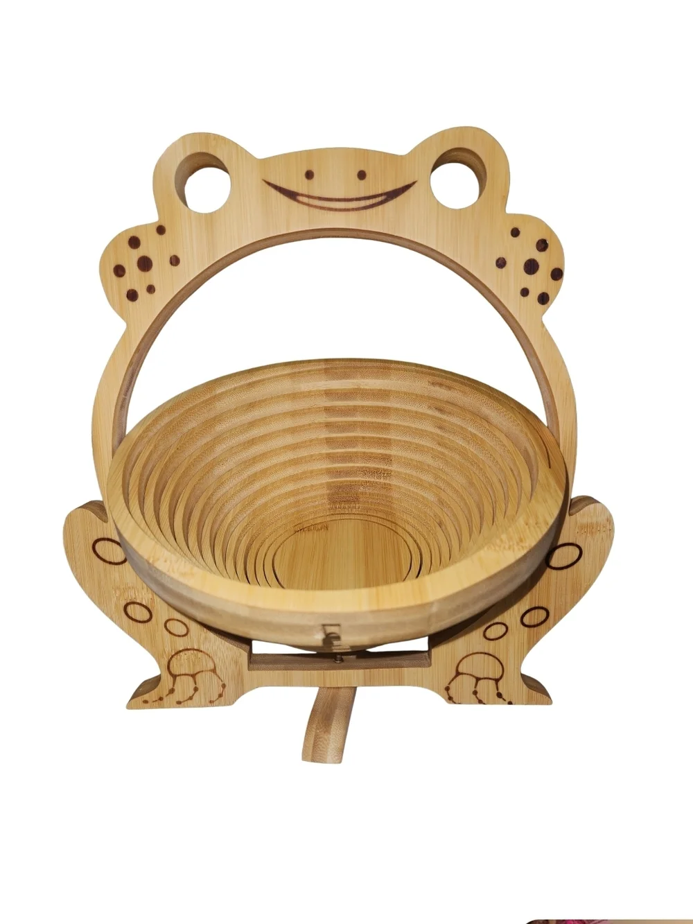 Dining | Nib Frogshaped Natural Bamboo Fruit Bowl Stand Natural Wood ...